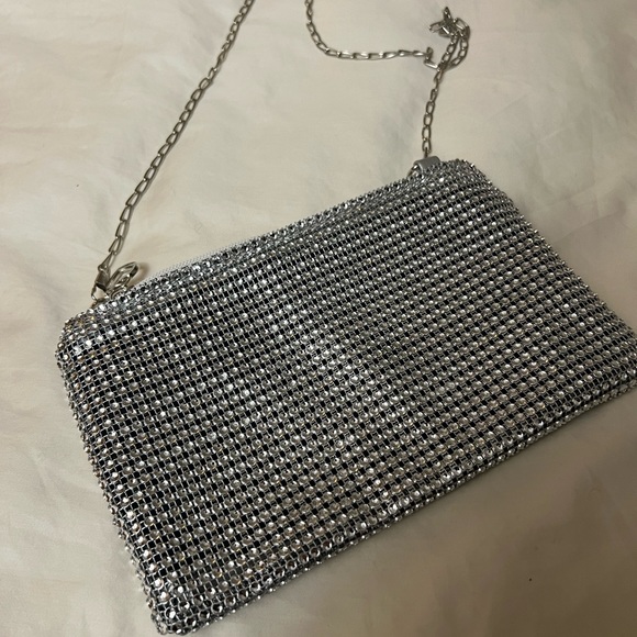Bags | Silver And Blue Sequence Handbag With Chain | Poshmark